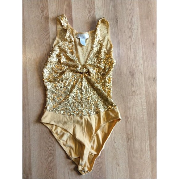 The Limited | Other | The Limited Womens Gold Sequin Body Suit Size ...
